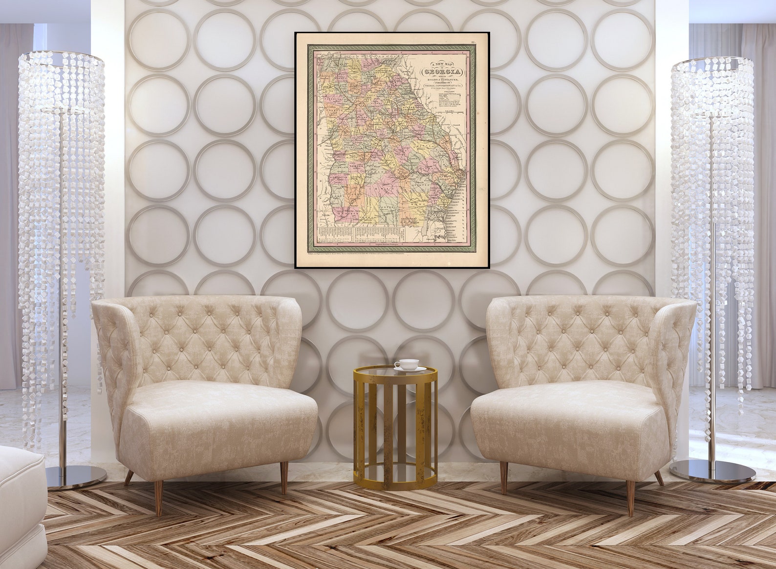 1850 Georgia Map Art Print State Map of Georgia Travel Gift | Etsy