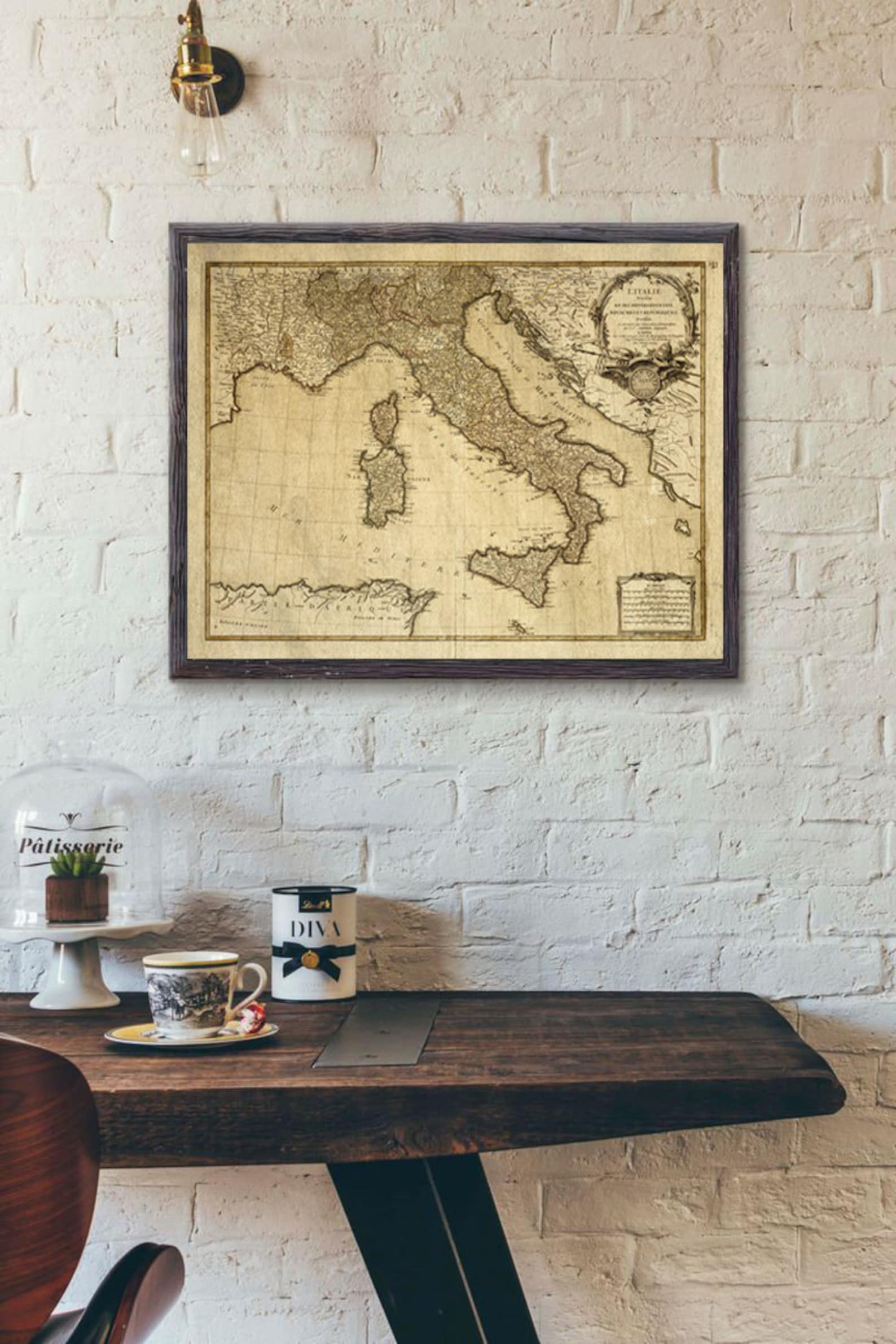 Italy Map Vintage Italian Map Antique Map Print Vintage - Etsy