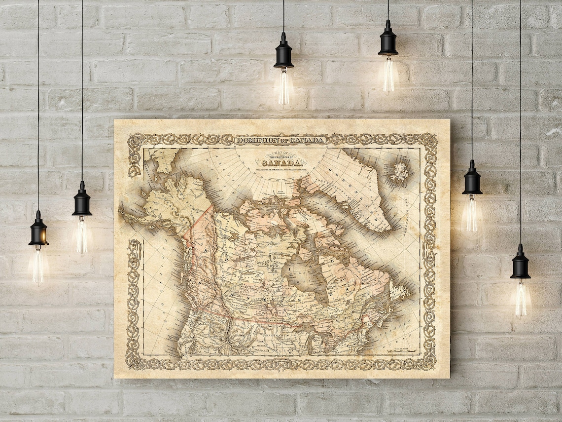 Map of Canada 1855 Canadian Map Vintage Canada Map Restoration | Etsy