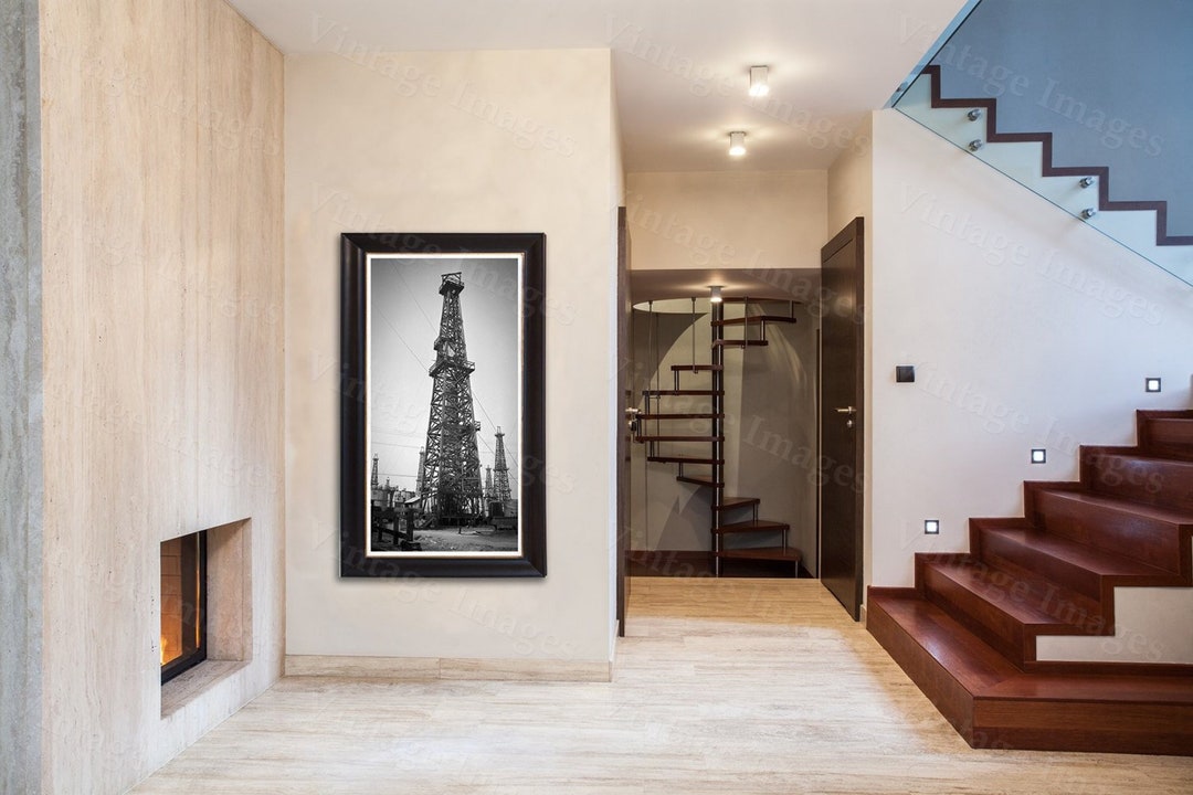 Old Well Drilling Rig Photo Print Oil Well Derrick Oil Gusher Field ...