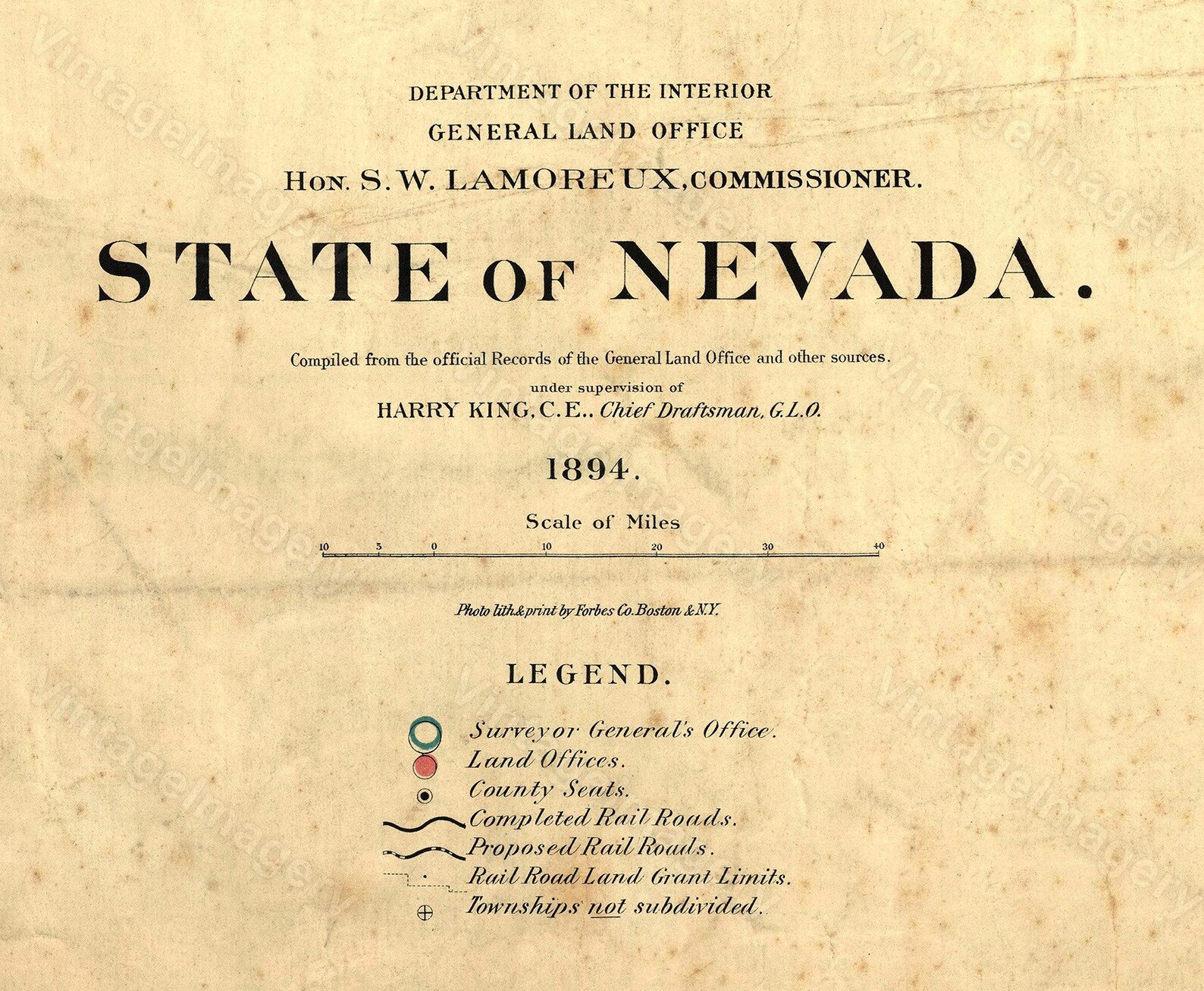 Giant Vintage Map of Nevada Aged Style 1894 Old Nevada Home Decor Wall ...