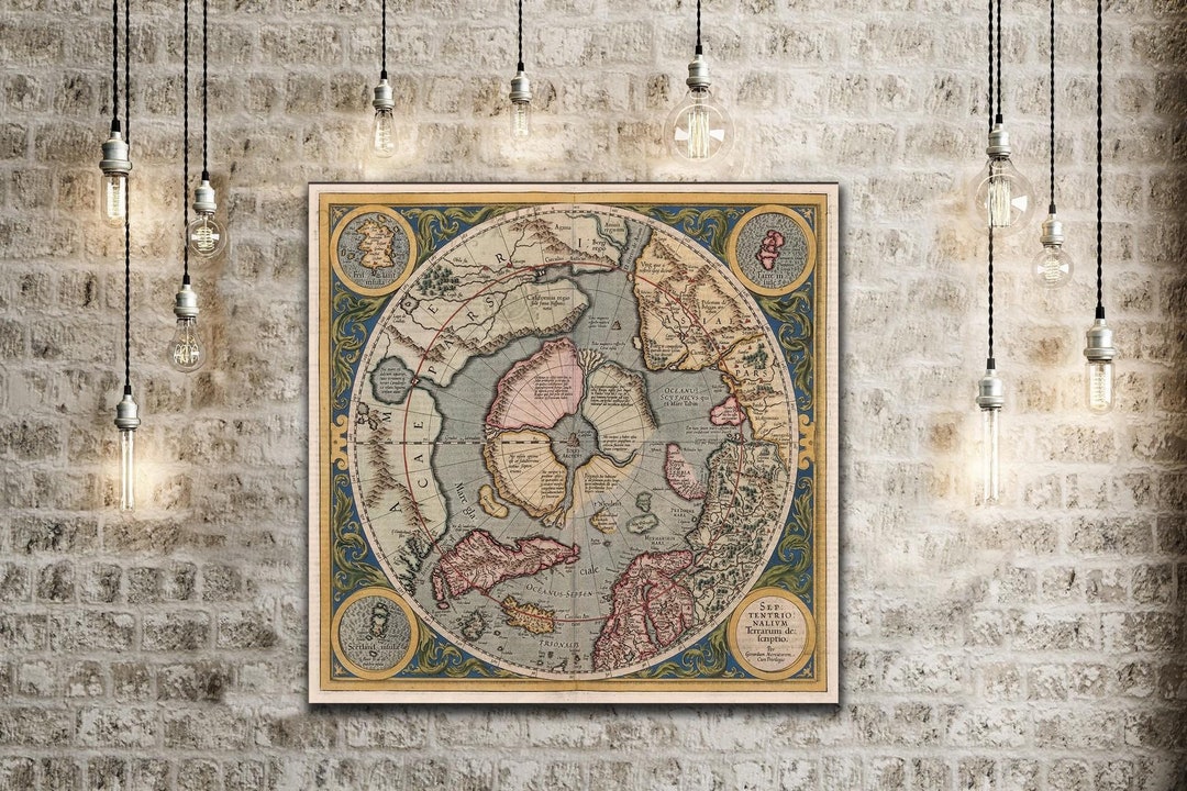 Mercator's 1595 Map of the Arctic Fine Art Print for Home or Office ...