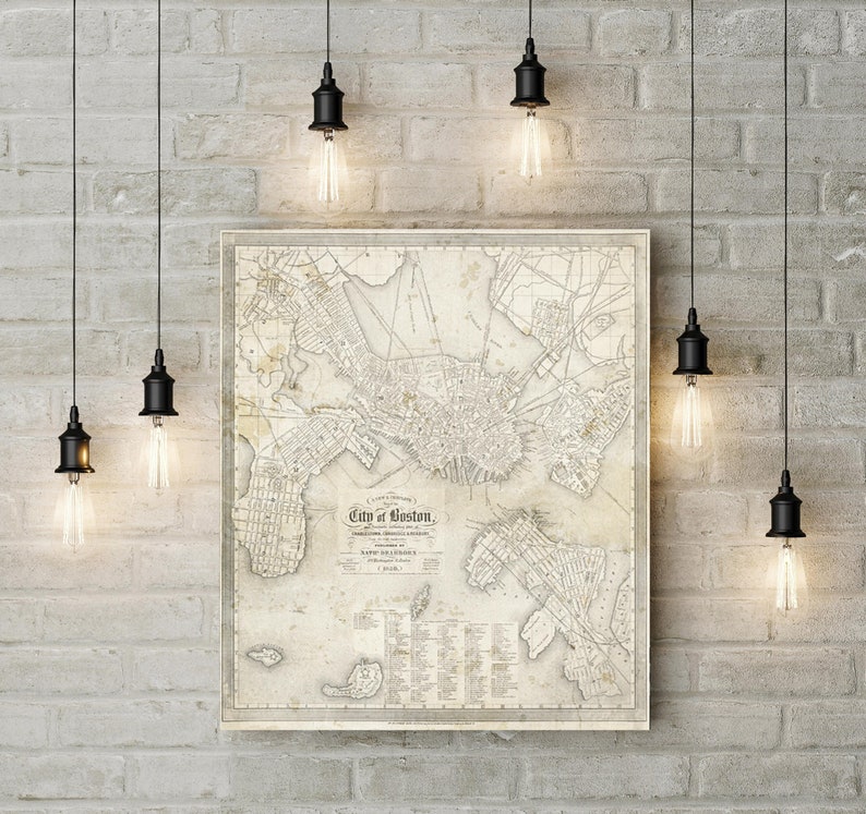 Boston Map 1850 Antique Map of Boston Massachusetts Vintage | Etsy