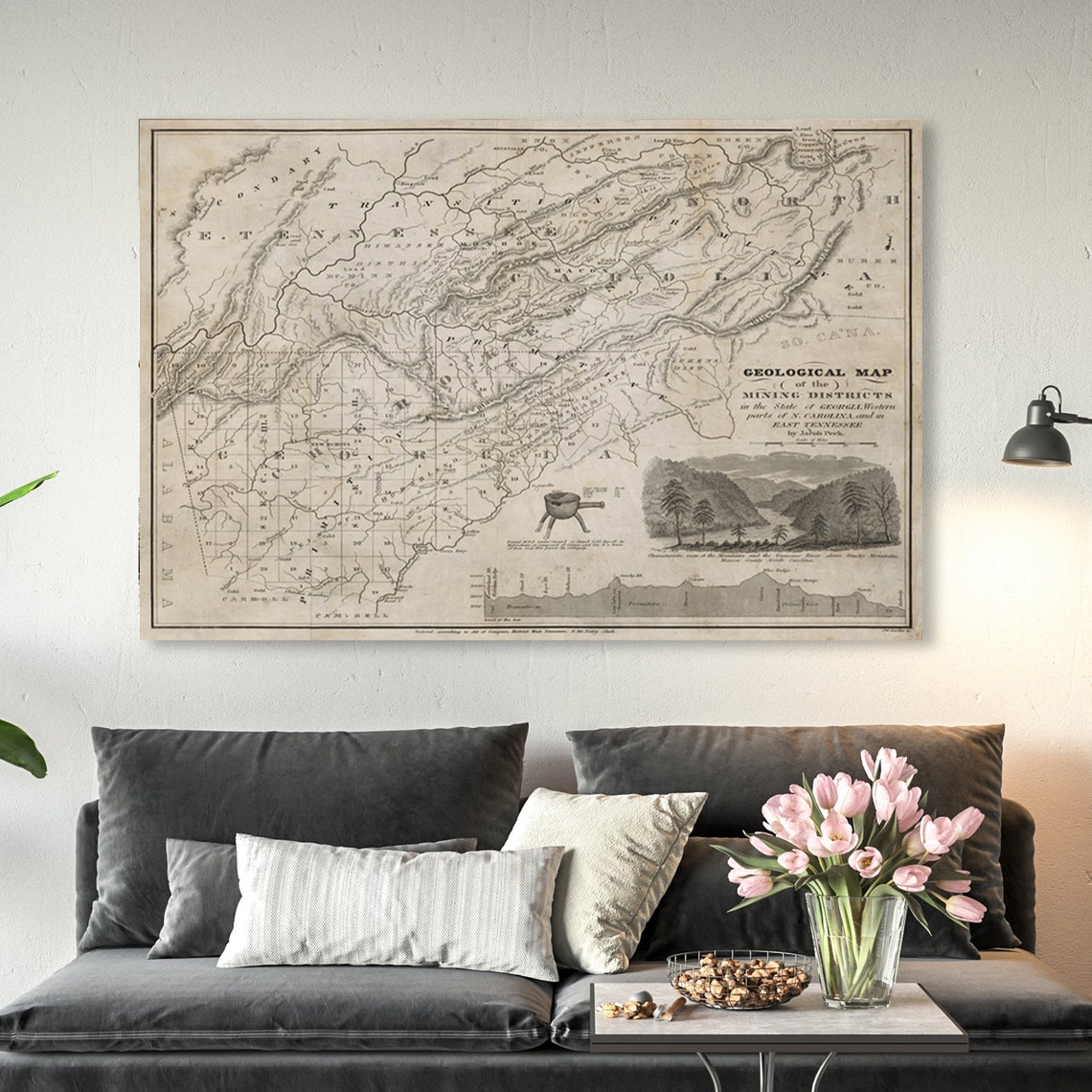 1833 Georgia Mining Print State Map of Georgia Travel Gift | Etsy