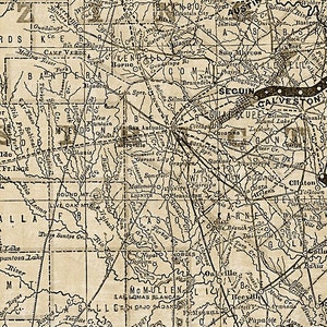 1876 Old Texas Map Vintage Historical Wall Map Antique Restoration ...