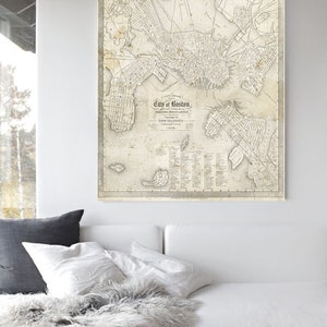 Boston Map, 1850 Antique Map of Boston Massachusetts Vintage Map Print ...