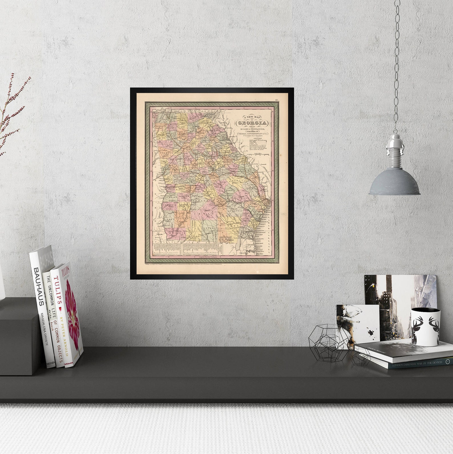 1850 Georgia Map Art Print State Map of Georgia Travel Gift | Etsy