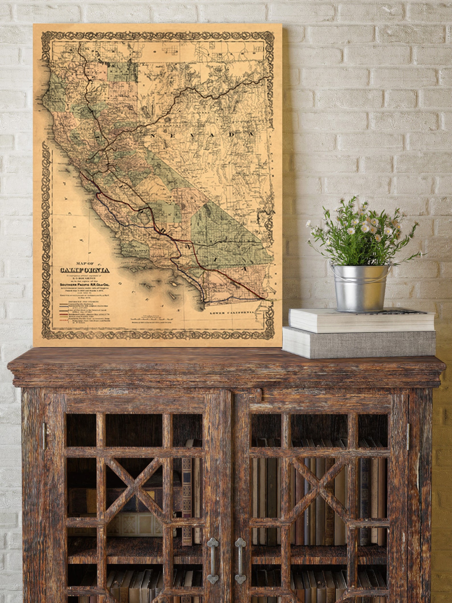 California Map, 1876 Old Map of California, California Map Print ...