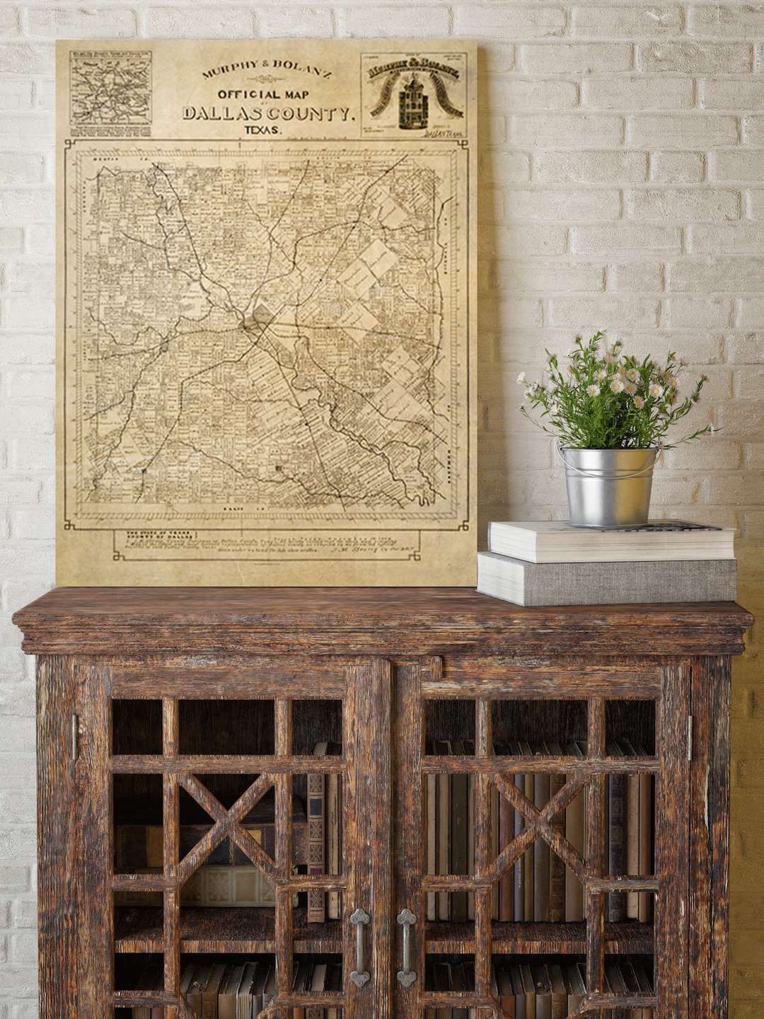 Dallas County Map Poster Print Texas Wall Art | Texas Gift | Old Map ...