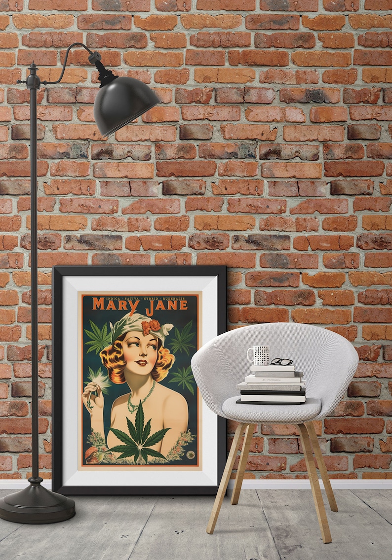 Vintage Marijuana Poster Retro Bohemian Wall Art Mary Jane - Etsy