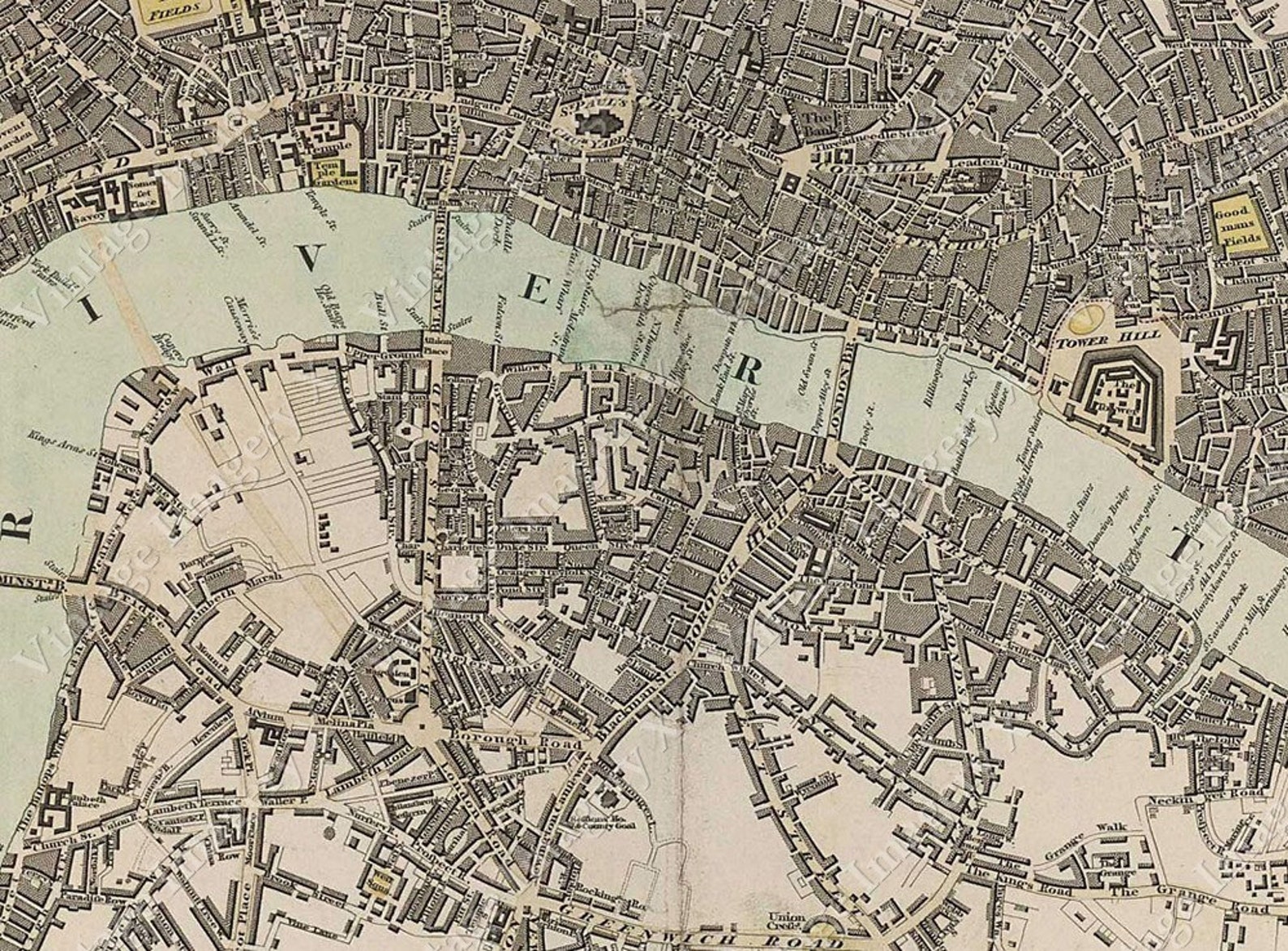 Giant Vintage Historic Map of London England 1807 Old Antique Map Fine ...