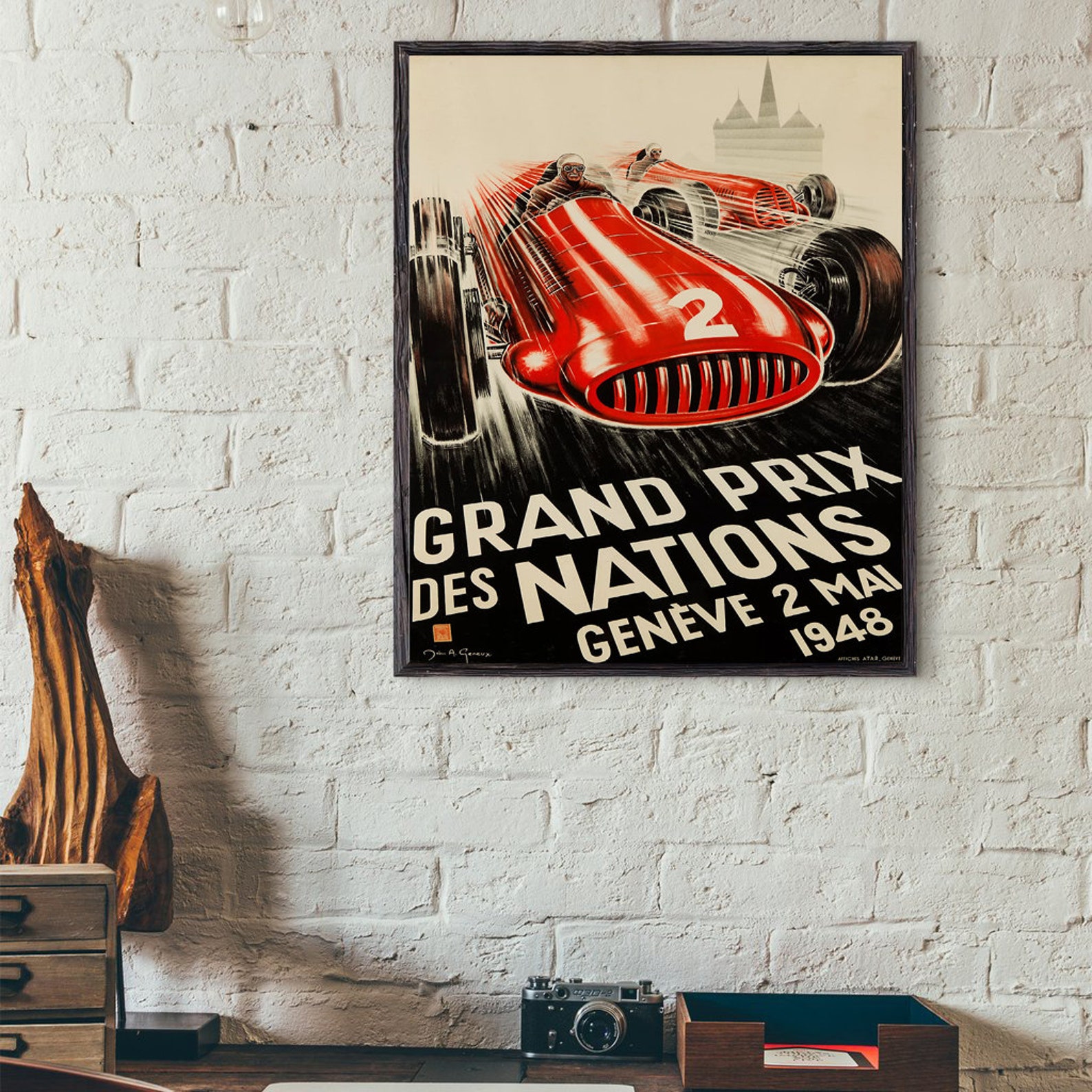 Formula 1 Racing Poster Print 1948 Vintage Geneva Grand Prix | Etsy