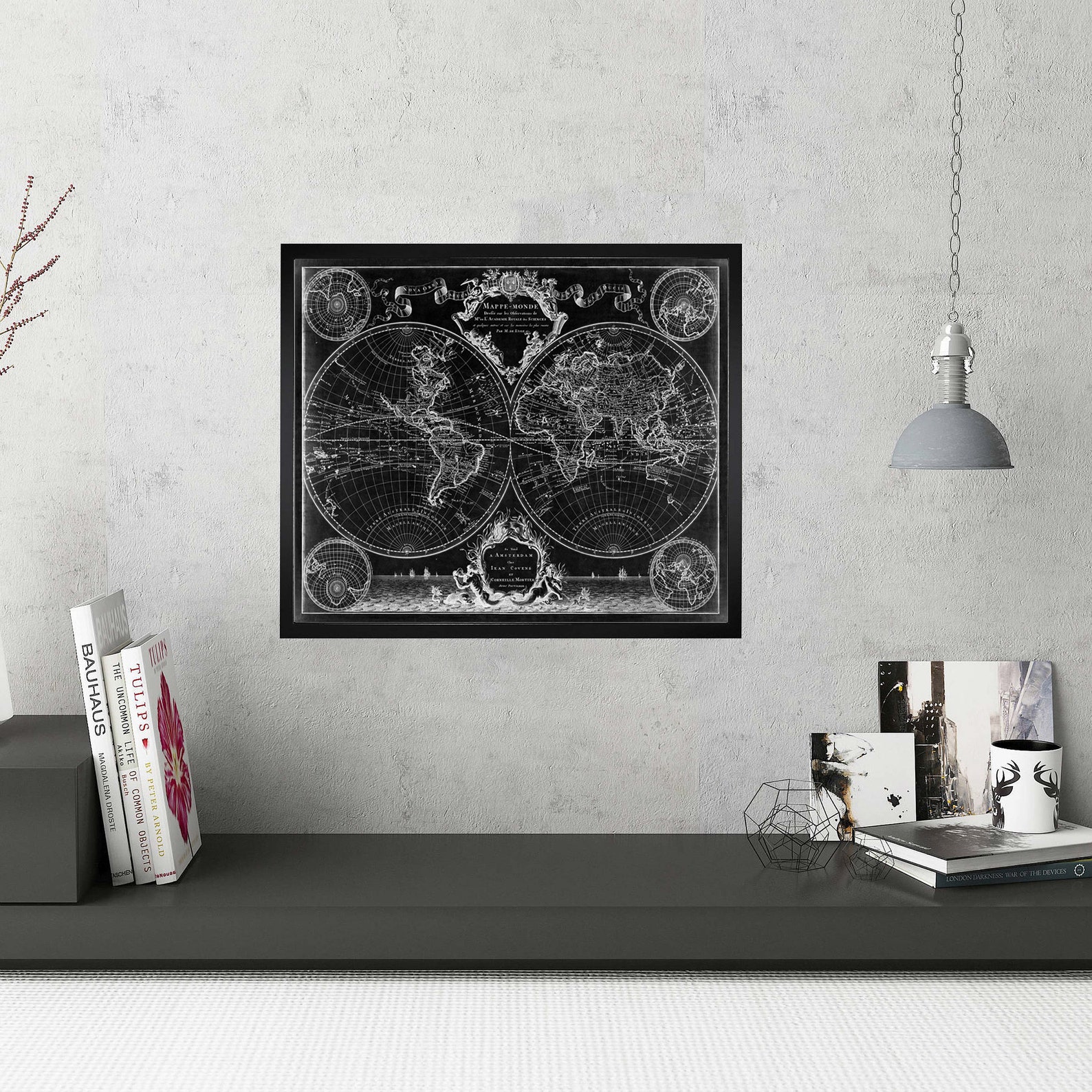 1720 Old World Map,black Map Wall Art, Historic Map Antique Style Map Art Guillaume De L'isle ...