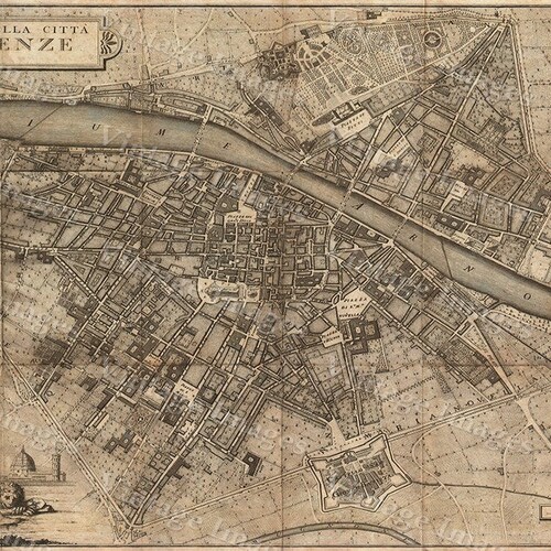 Old Map of Florence Firenze 1847 Antique Vintage Italy | Etsy