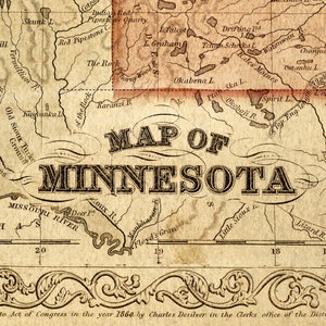 Map of Minnesota 1860 Map of MN Vintage Maps Restoration Style Map ...