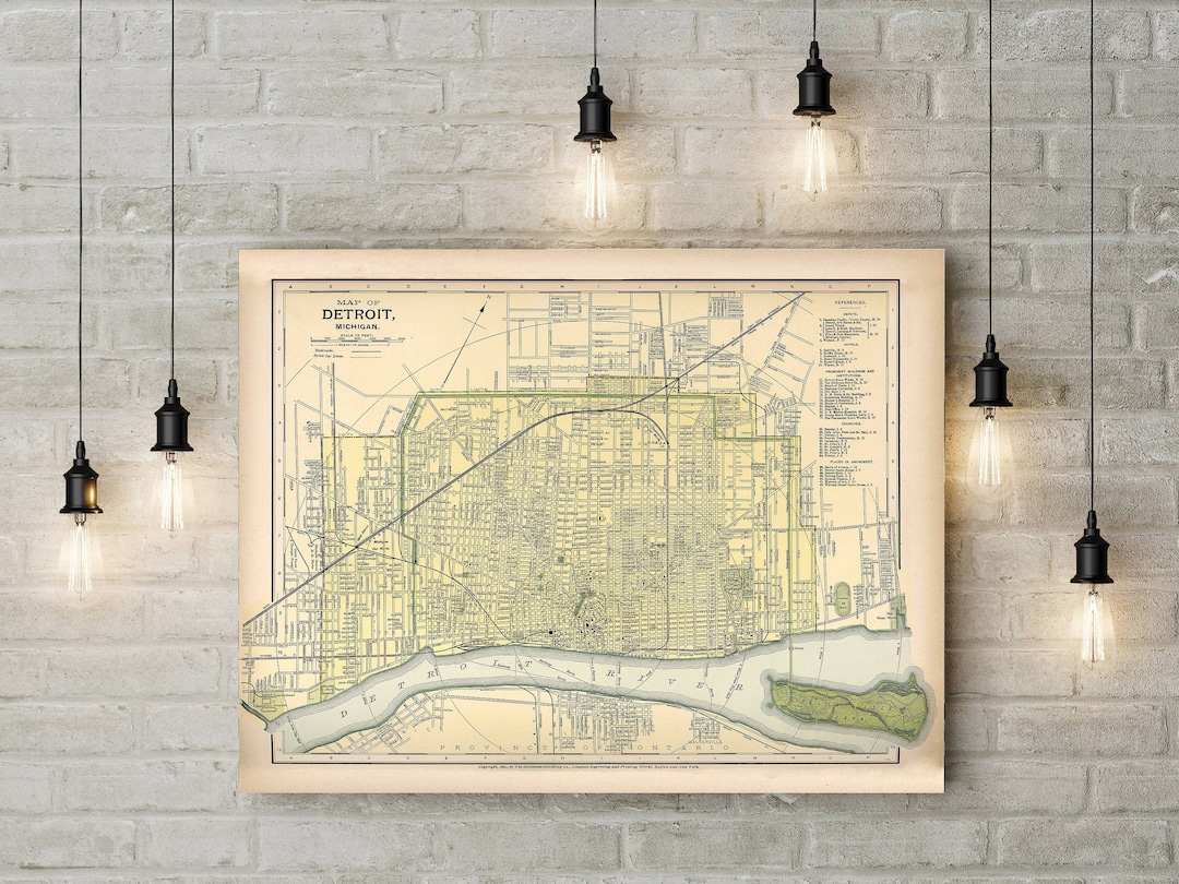 Vintage Detroit Map Map of Detroit Vintage Map of Detroit Michigan Map ...
