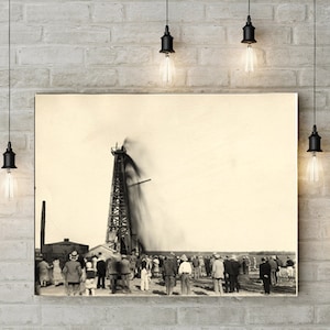 Vintage Oil Well Photo, Oil Derrick Print, Oil Industry Art, Sepia Tone ...