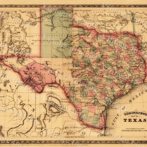 Old Map of Texas 1876 Vintage Historical Wall Map Antique - Etsy