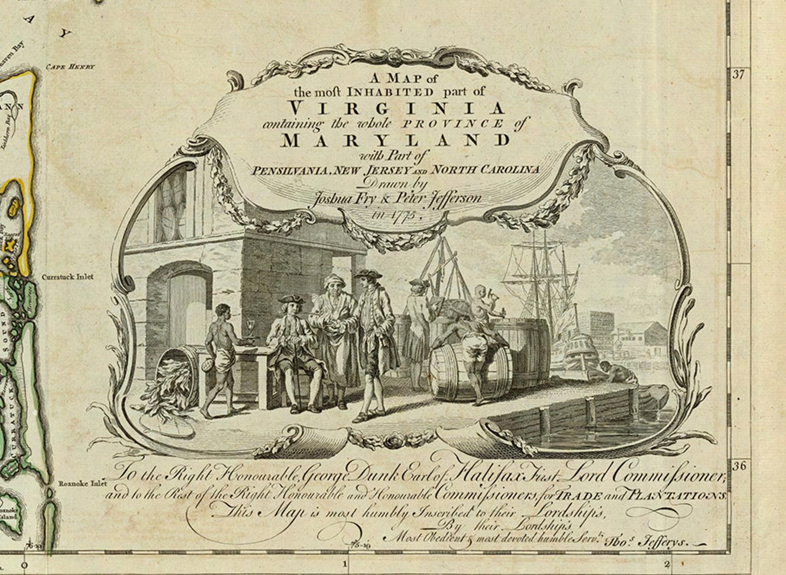 1776 Vintage Map of Virginia - Maryland Early Colonial Map of Virginia ...