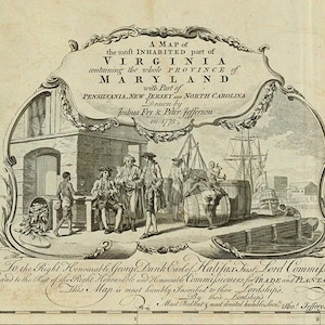 1776 Vintage Map of Virginia - Maryland Early Colonial Map of Virginia ...
