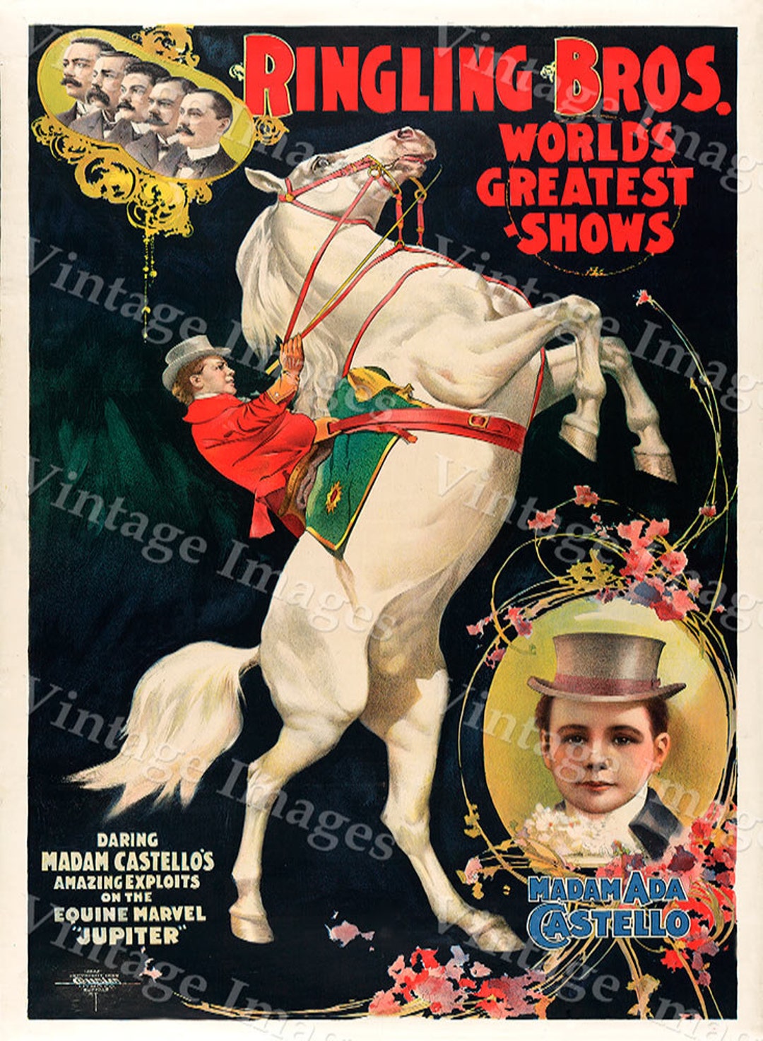 Vintage Circus Poster 1899 Ringling Bros Circus Greatest Show on Earth ...