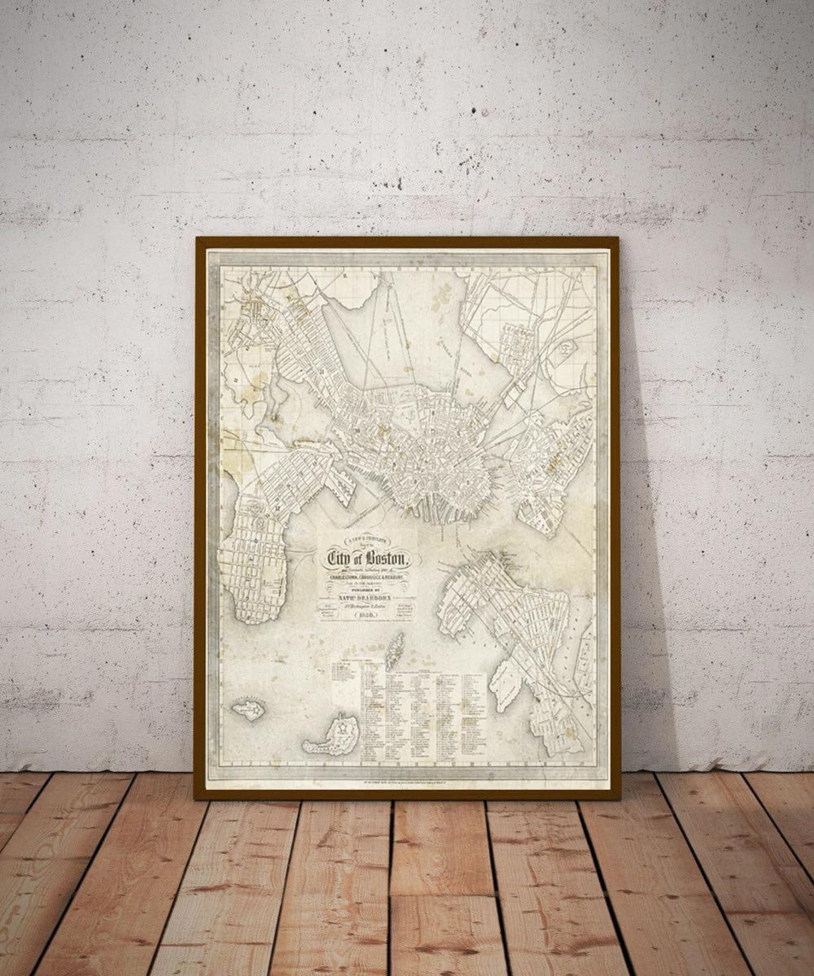 Boston Map, 1850 Antique Map of Boston Massachusetts Vintage Map Print ...
