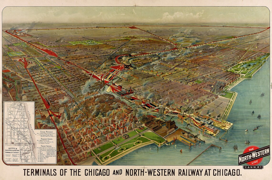 Old Map of Chicago (1902) Chicago Railroad Map, Chicago Map, Vintage ...