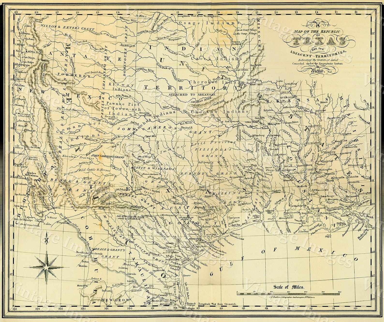Texas Wall Map 1841 Republic of Texas Map, Texas State Historical Map ...