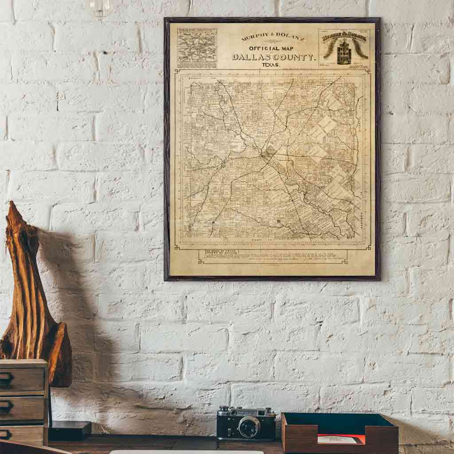 Dallas County Map Poster Print Texas Wall Art Texas Gift | Etsy