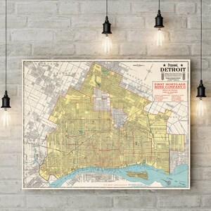 Vintage Map of Detroit Detroit Map 1919 Old Map of Detroit MI Antique ...