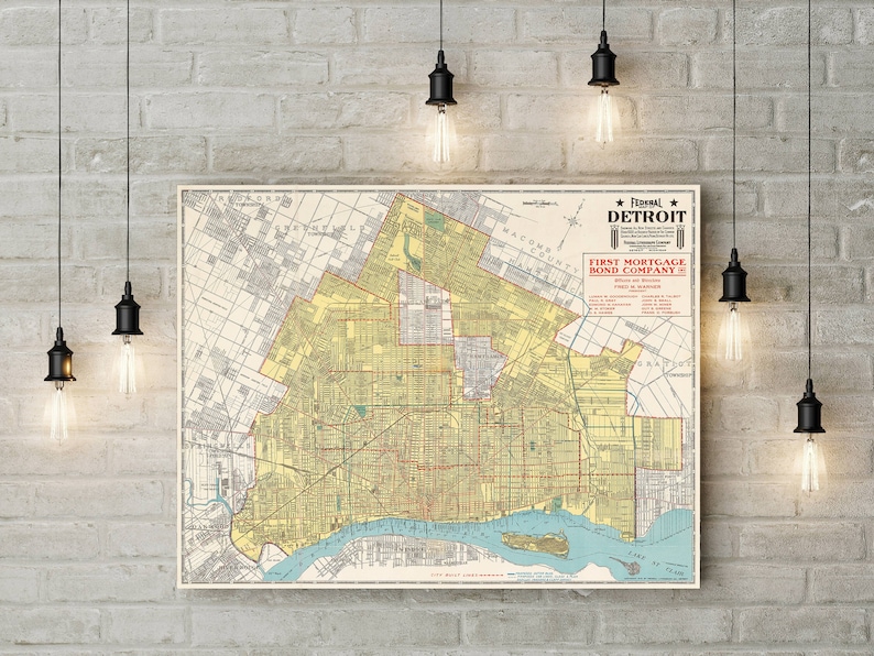 Detroit Vintage Map Print Motor City Map 1919 Detroit Map - Etsy