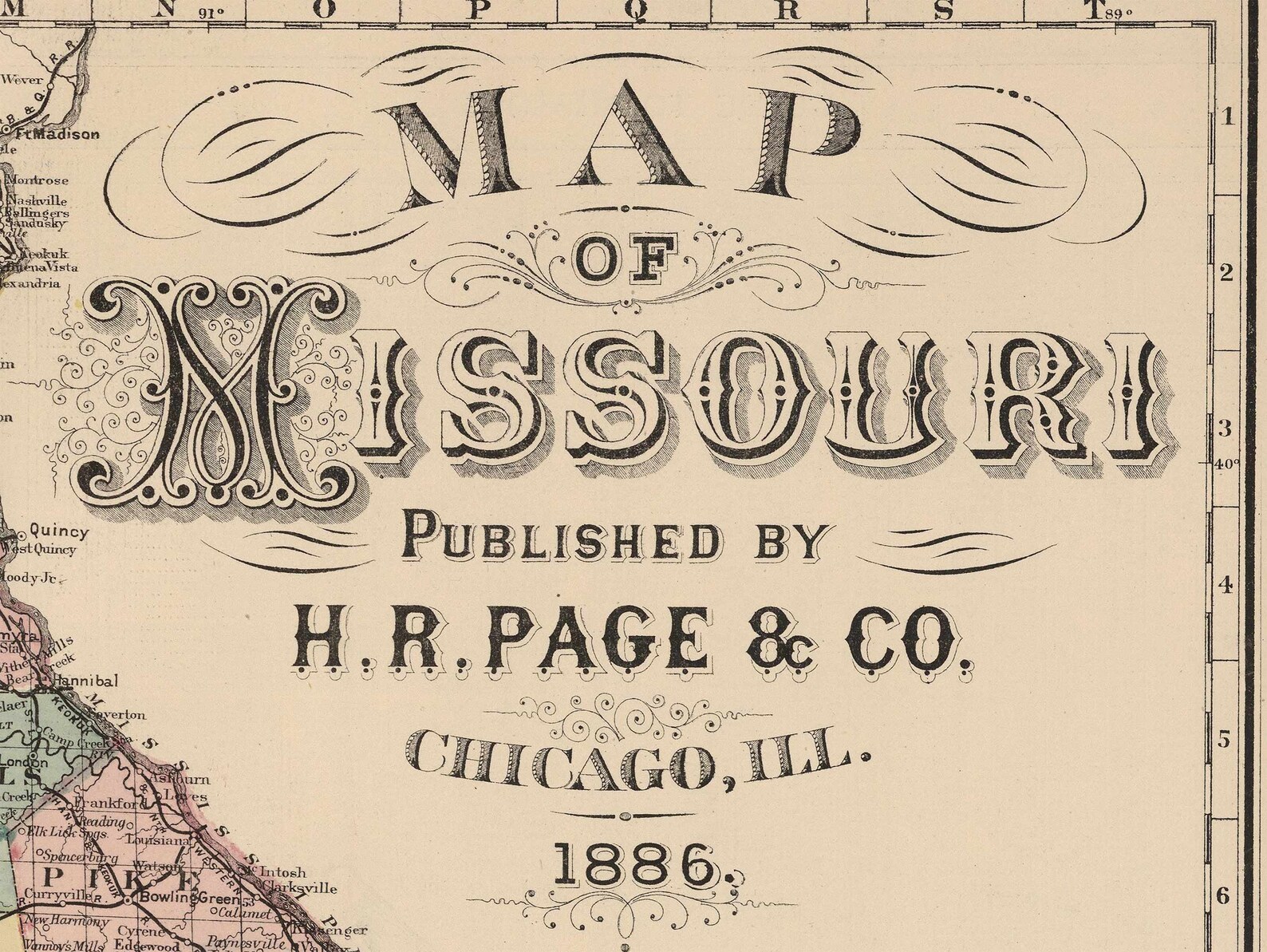 Giant Map of Missouri Rustic Style Travel Map Map Decor 1886 | Etsy