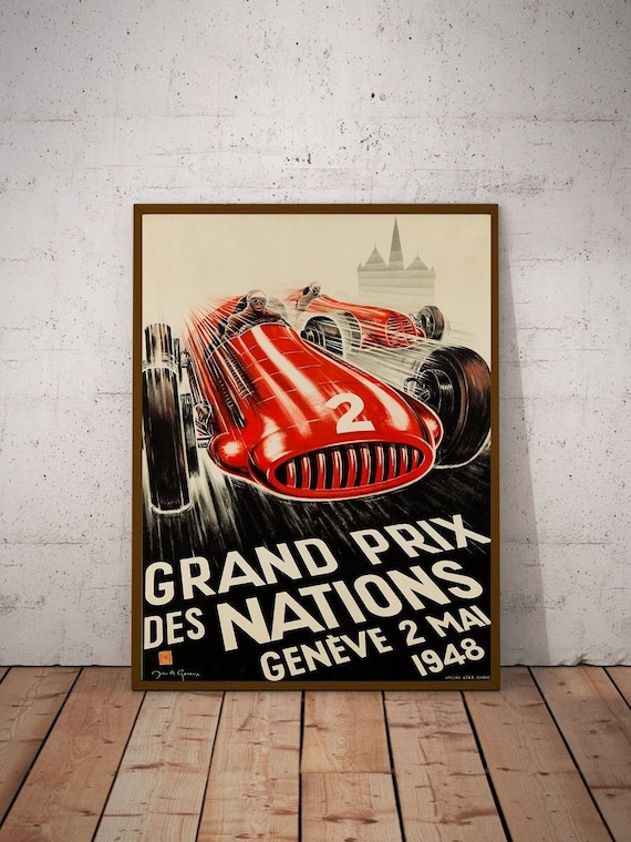 Formula 1 Racing Poster Print 1948 Vintage Geneva Grand Prix | Etsy