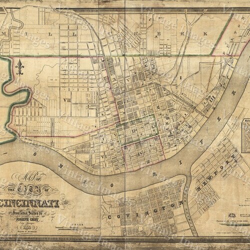 Giant Old Map of Cincinnati Historic 1838 Cincy Cincinnati - Etsy