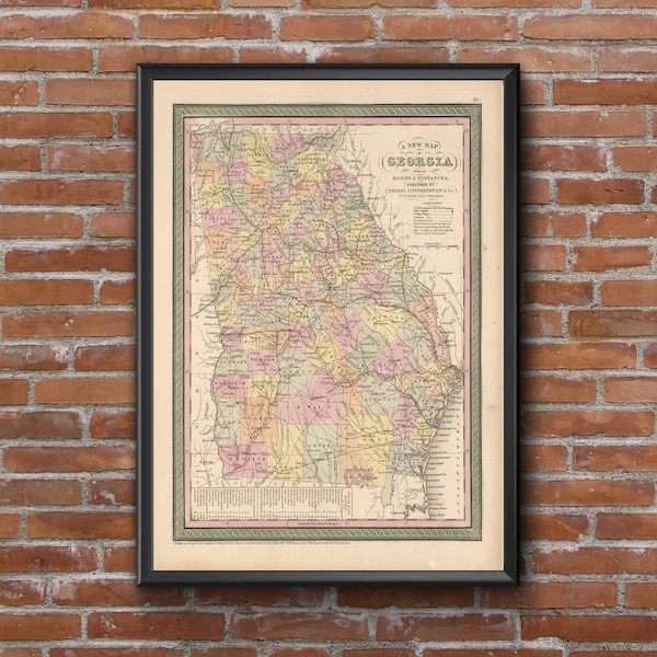 1850 Map of Georgia - Etsy