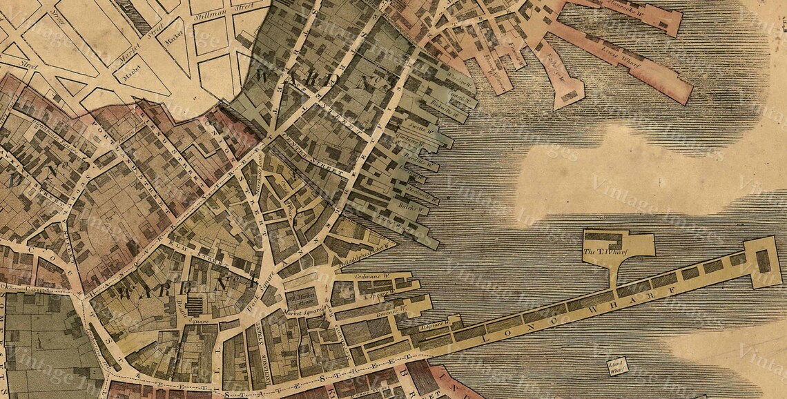 Boston Map Print Historic Boston City Map Antique Map of - Etsy