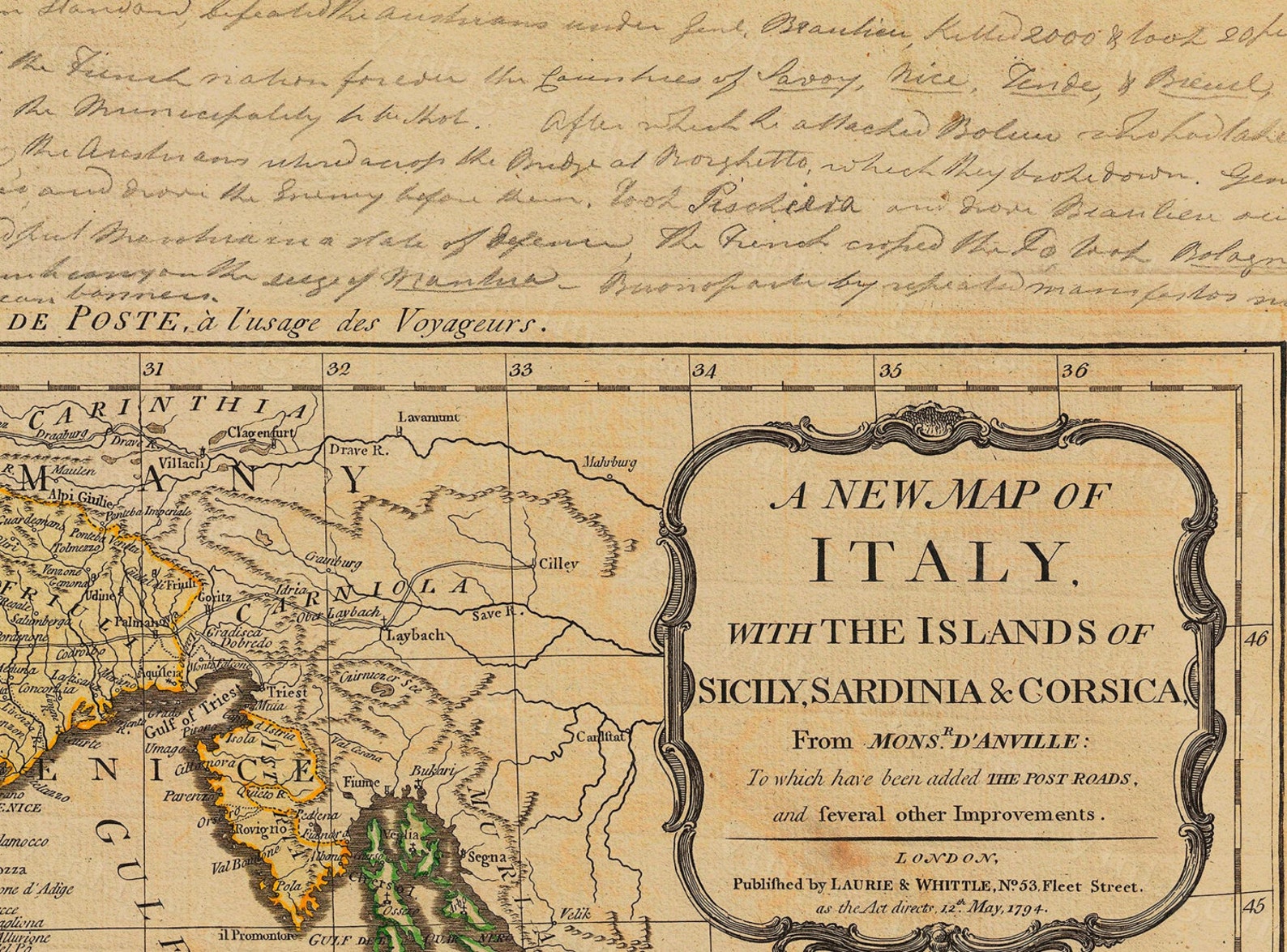 Old Map of Italy 1794 Italian Map in 5 Sizes up to - Etsy Canada