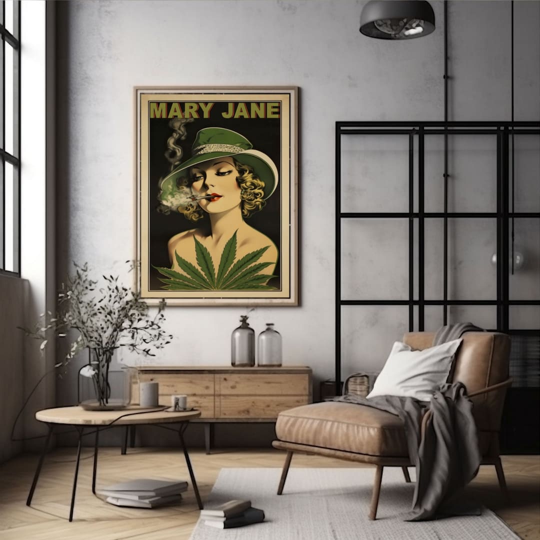 Vintage 1930's Speakeasy Mary Jane Poster Cannabis Dispensary Marijuana ...