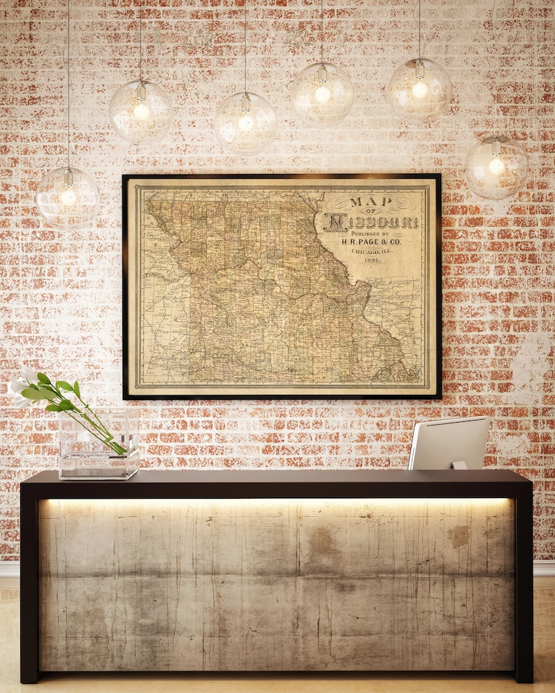 Missouri Map Poster Rustic Vintage Style Travel Map Map Decor - Etsy
