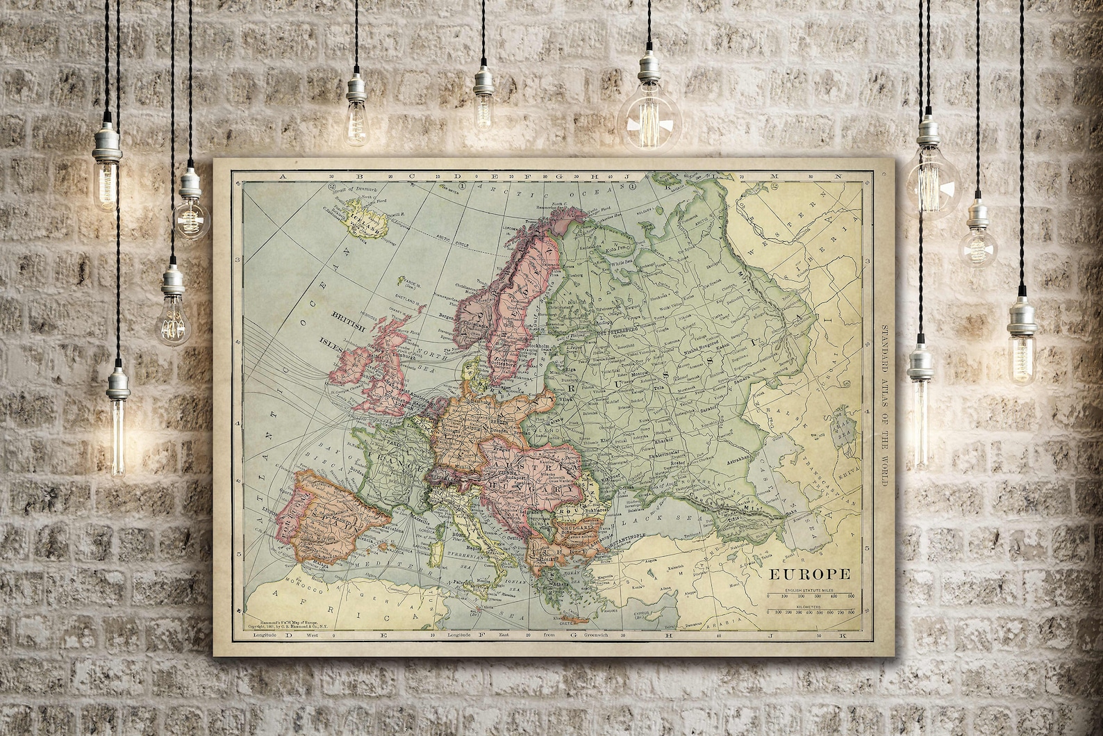 Old Map of Europe up to 43"x 55" Antique Decor Style Decorative Map ...