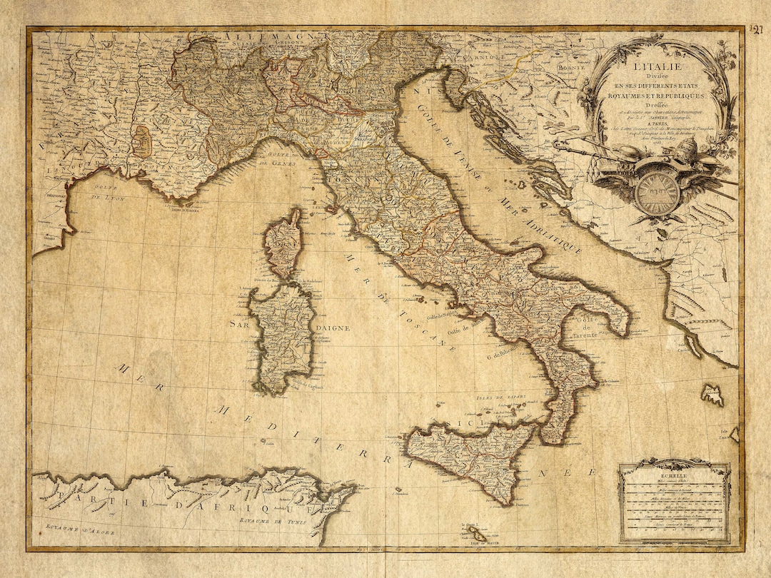 Italy Map - Vintage Italian Map - Antique Map Print - Vintage Map of ...