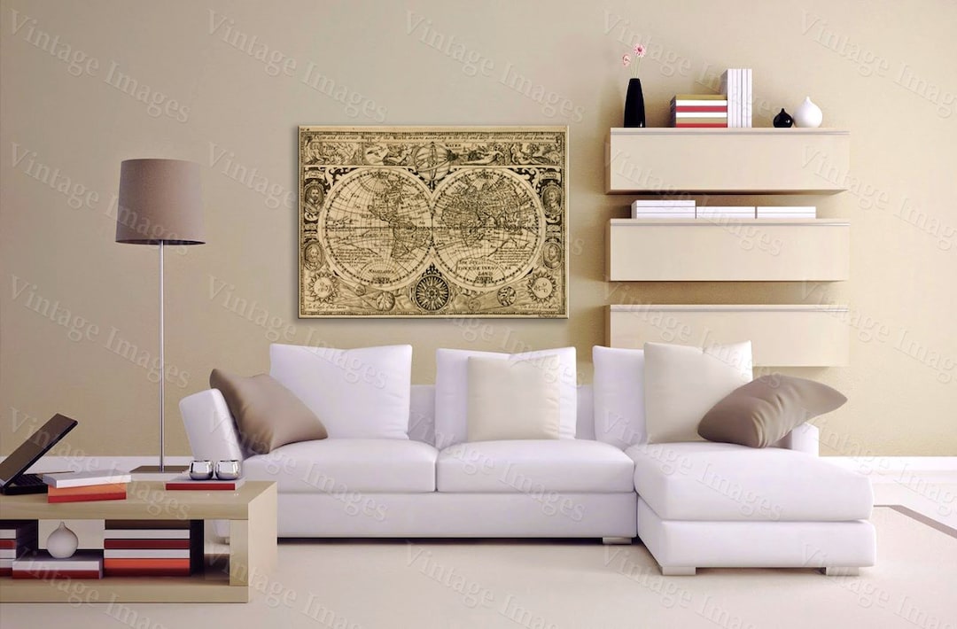 Giant Historic 1628 Old Map Antique Style World Map Fine Art Print Old ...