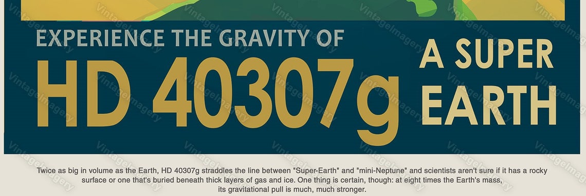 Nasa Exoplanet Travel Poster Super Earth HD 40307g NASA/JPL - Etsy