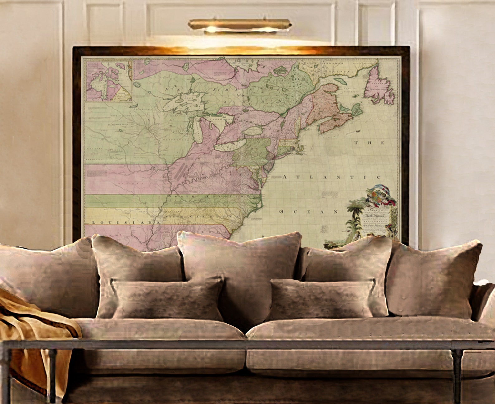 Colonial Map Poster, 1755 Map of British Colonies, North America Map ...