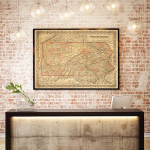 Vintage Pennsylvania Map 1856 Pennsylvania Map Housewarming Gift ...