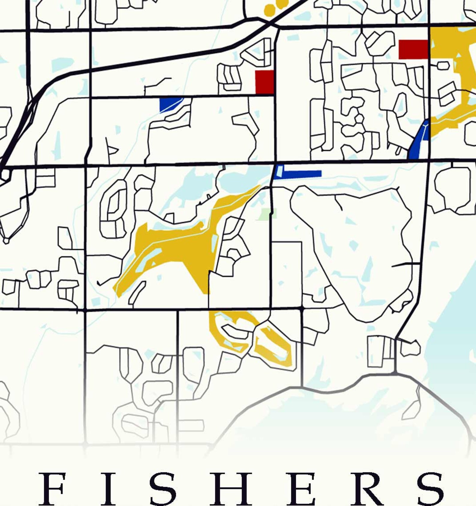 Fishers Indiana Map Fishers Indiana Contemporary Map Poster - Etsy