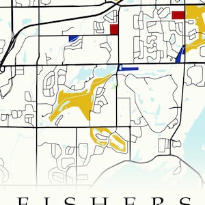 Fishers Indiana Map Fishers Indiana Contemporary Map Poster Fishers ...
