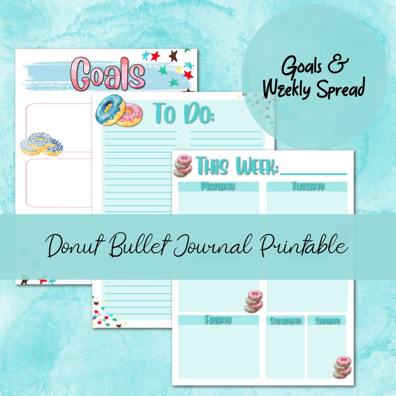 Donut Printable Planner: Bujo Kit With Mood & Habit Trackers (digital ...