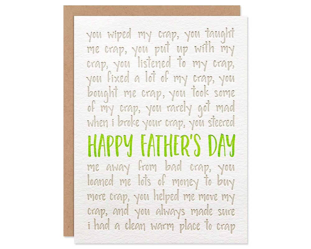 Funny Father's Day Card - Crap Happy - Letterpress Greeting Card - Etsy