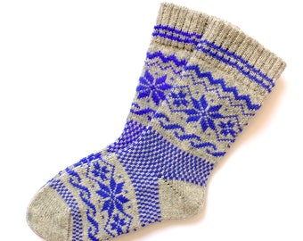 Classic Scandinavian Wool Socks with patterns. Women and Men | Etsy